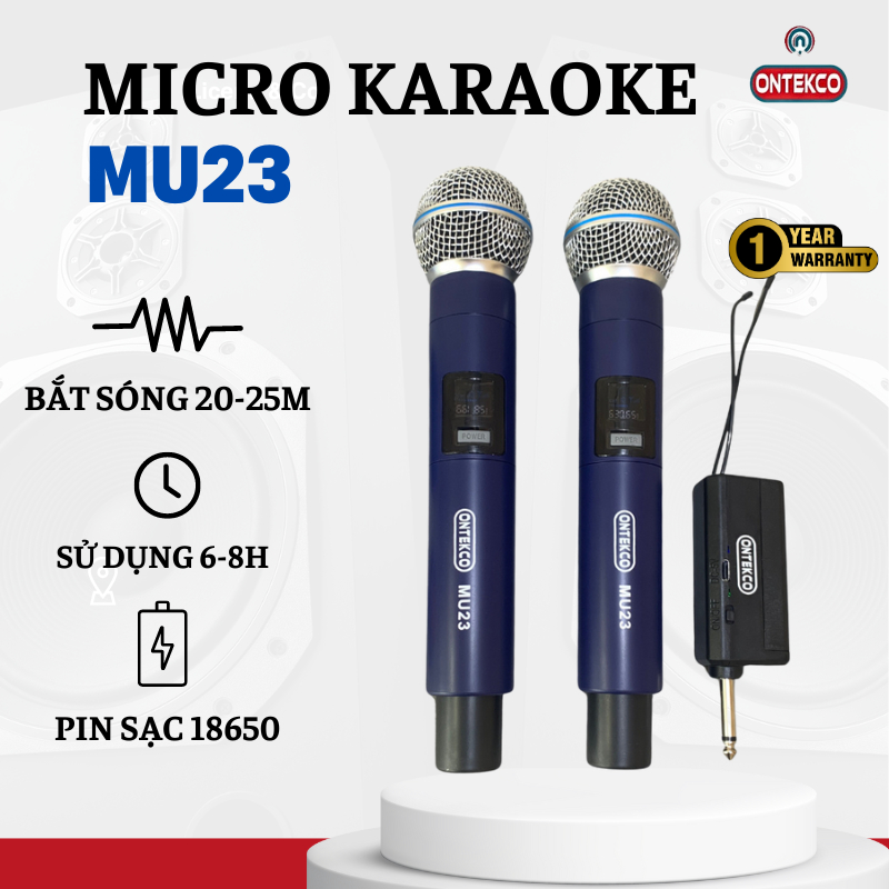 Bộ micro không dây Đa Năng ONTEKCO MU23 Pin Sạc dành cho mọi loại loa ...