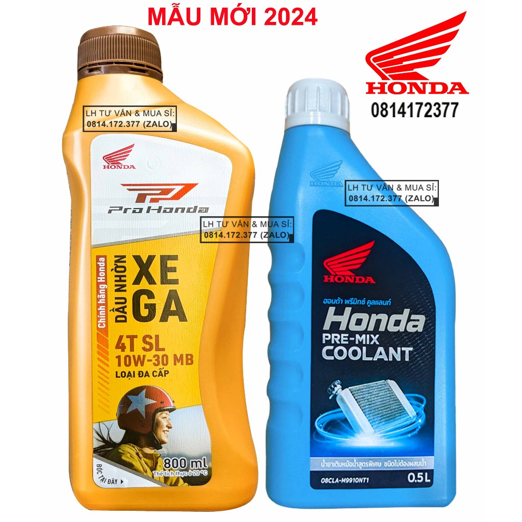 Combo Dầu nhớt xe tay ga Honda Pro 10w30 800ml (0.8L) + Nhớt Lap Honda 120ml + Nước mát Honda ...