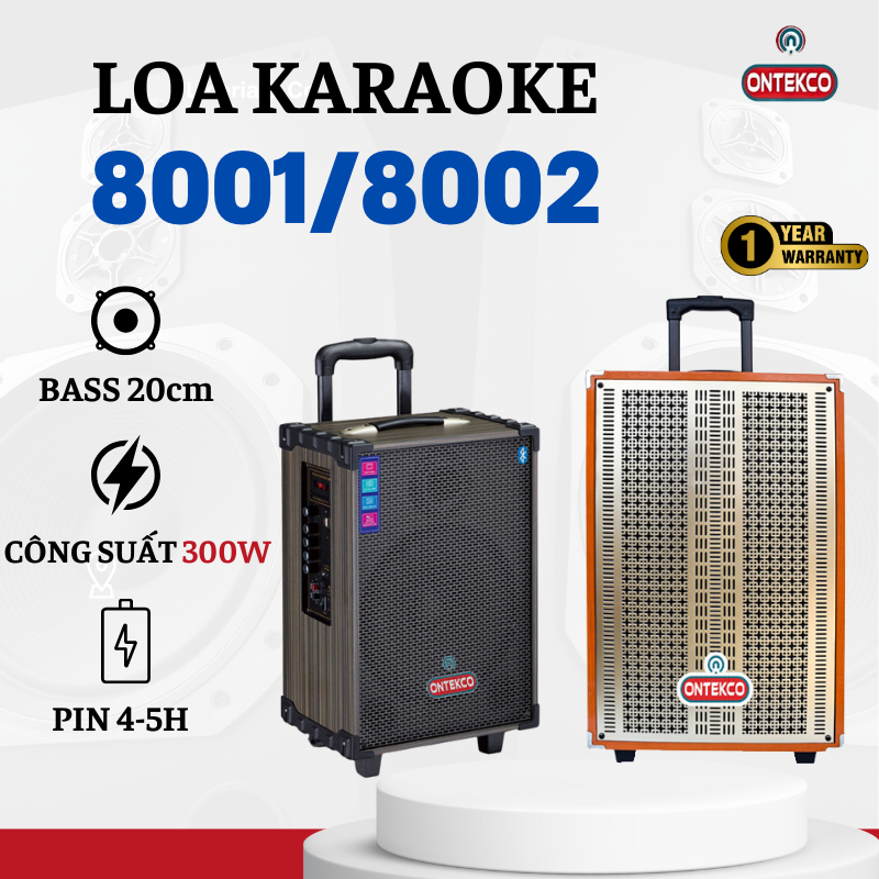 Loa kéo karaoke ONTEKCO 8001|8002 kết nối bluetooth Nghe nhạc đã Mic hát hay BH Chính hãng 12 ...