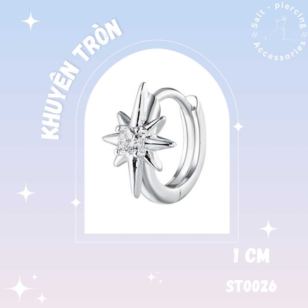 [1 chiếc] Khuyên tai/bông tai tròn galaxy đính đá/ Lobe Upper Helix ...