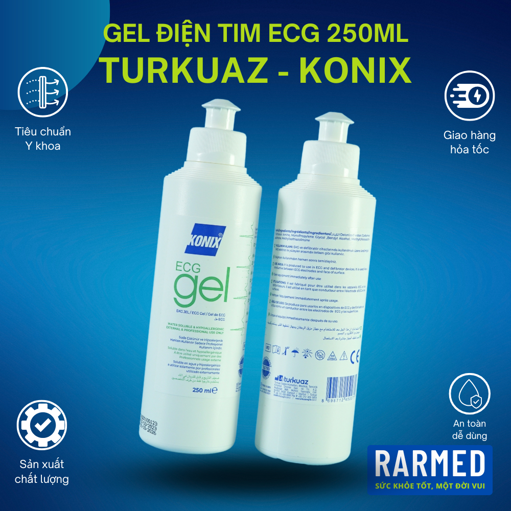 Gel điện tim TURKUAZ KONIX dùng cho máy điện tim - GEL KONIX chai 250ml ...