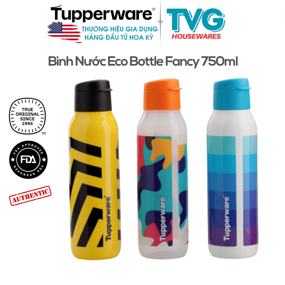 Bình nước Eco Bottle Fancy TUPPERWARE 750ml chịu nhiệt tới 110 độ, nhựa ...
