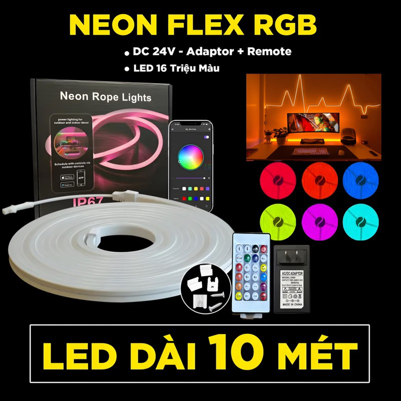Đèn NEON FLEX ARGB-RGB 16 TRIỆU MÀU cảm biến âm thanh điều khiển app ...