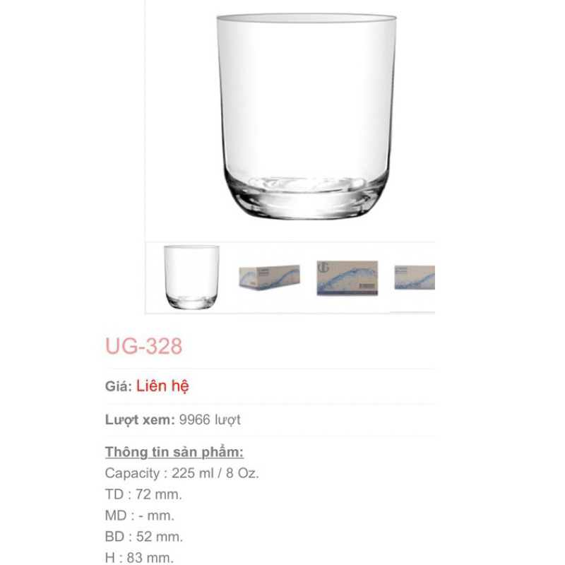 175 - Hộp 6 ly thủy tinh ly 328 (hoặc 359) Union Glass nhập Thái Lan ...