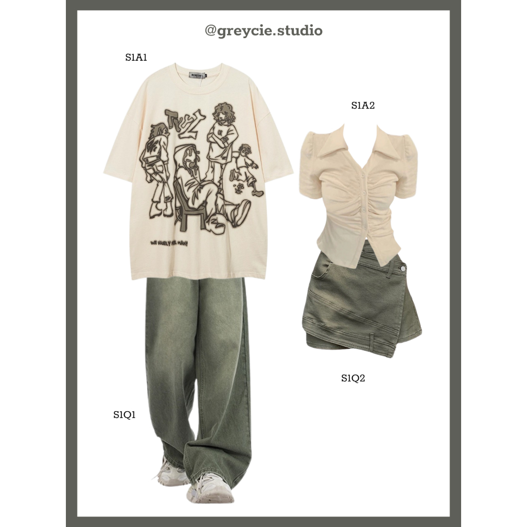 GREYCIE Set đồ đôi đồ couple áo phông quần jeans unisex croptop nữ quần ...