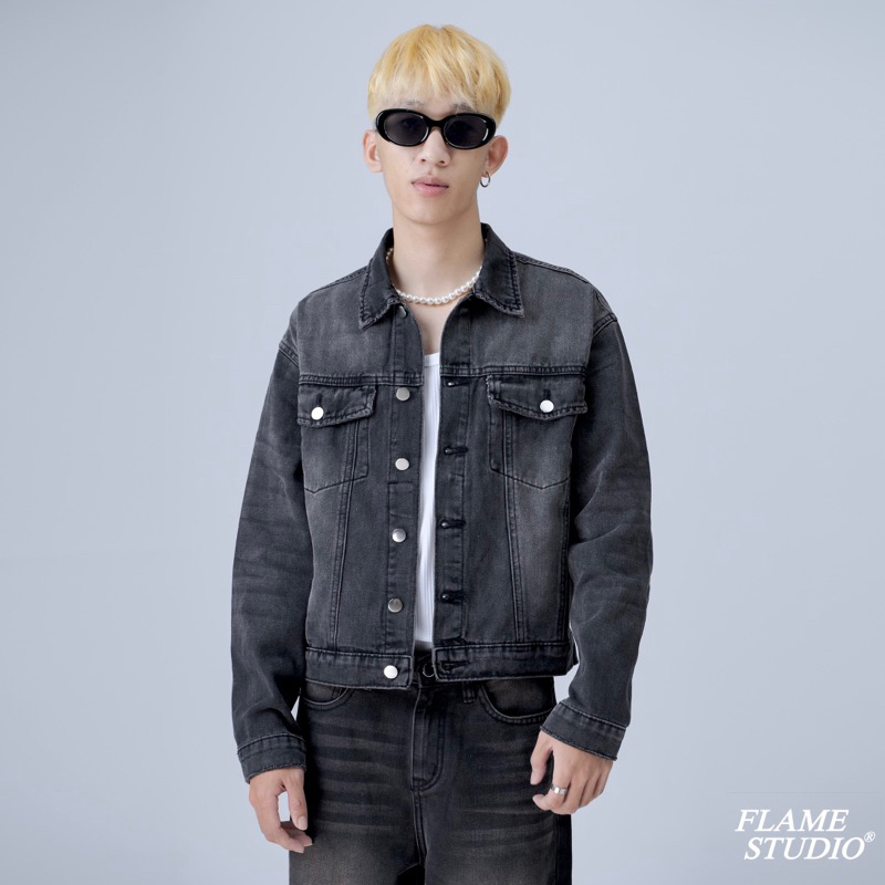 𝑩𝑶𝑿𝒀 𝑫𝑬𝑵𝑰𝑴 𝑱𝑨𝑪𝑲𝑬𝑻 " 𝑩𝑳𝑨𝑪𝑲 𝑭𝑨𝑫𝑬 " - Áo Jacket Denim Form Boxy Màu Đen ...