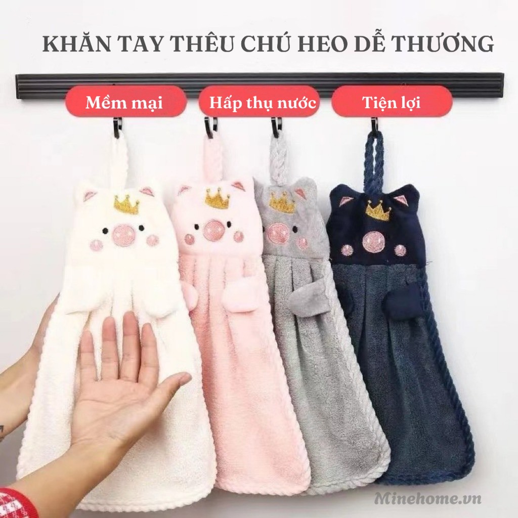 Khăn lau tay, lau bát đĩa nhà bếp sợi cotton dày dặn thấm hút nước thêu ...
