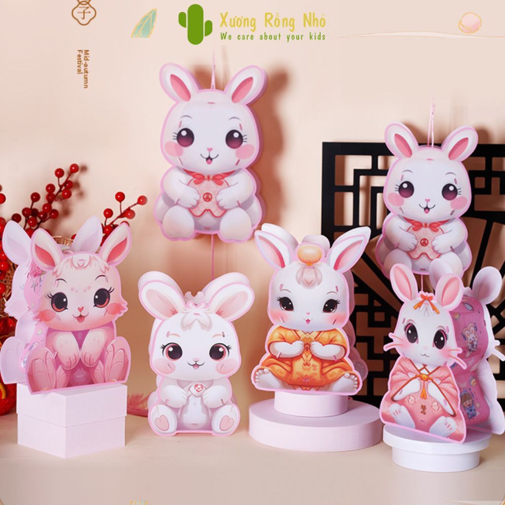 🌸[HOT 2024]🌸Lồng đèn trung thu con thỏ hồng DIY, kèm đèn led ️ Đèn lồng ...