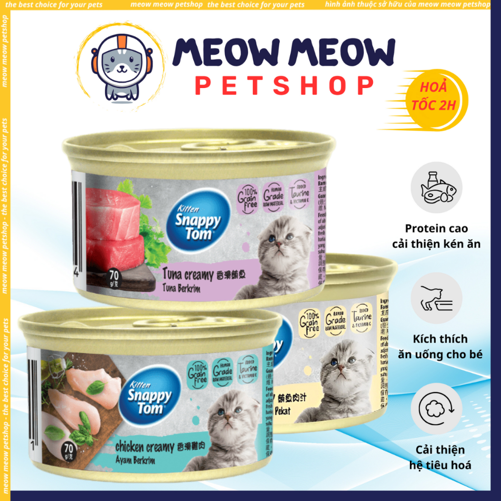 Pate cho mèo con SNAPPY TOM PREMIUM KITTEN Lon 85Gr. Pate dinh dưỡng cho mèo con Snappy Tom ...