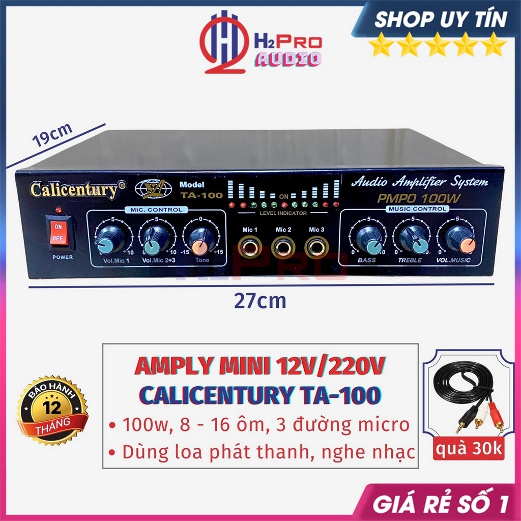 Amply Mini 12V Calicentury Ta-100 100W Làm Âm Ly Phát Thanh Di Động ...