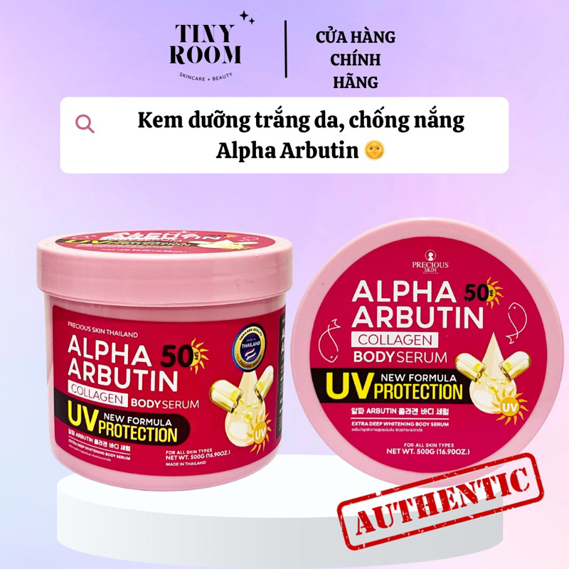 Kem Dưỡng Trắng Da Alpha Arbutin Collagen Body Serum 500G, Kem Chống Nắng Trắng Da SPF50++ Tiny ...