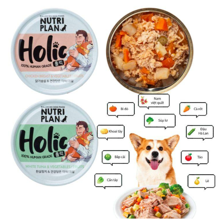 PATE CHO CHÓ NUTRI PLAN HOLIC LON 85G-RAU CỦ | Shopee Việt Nam