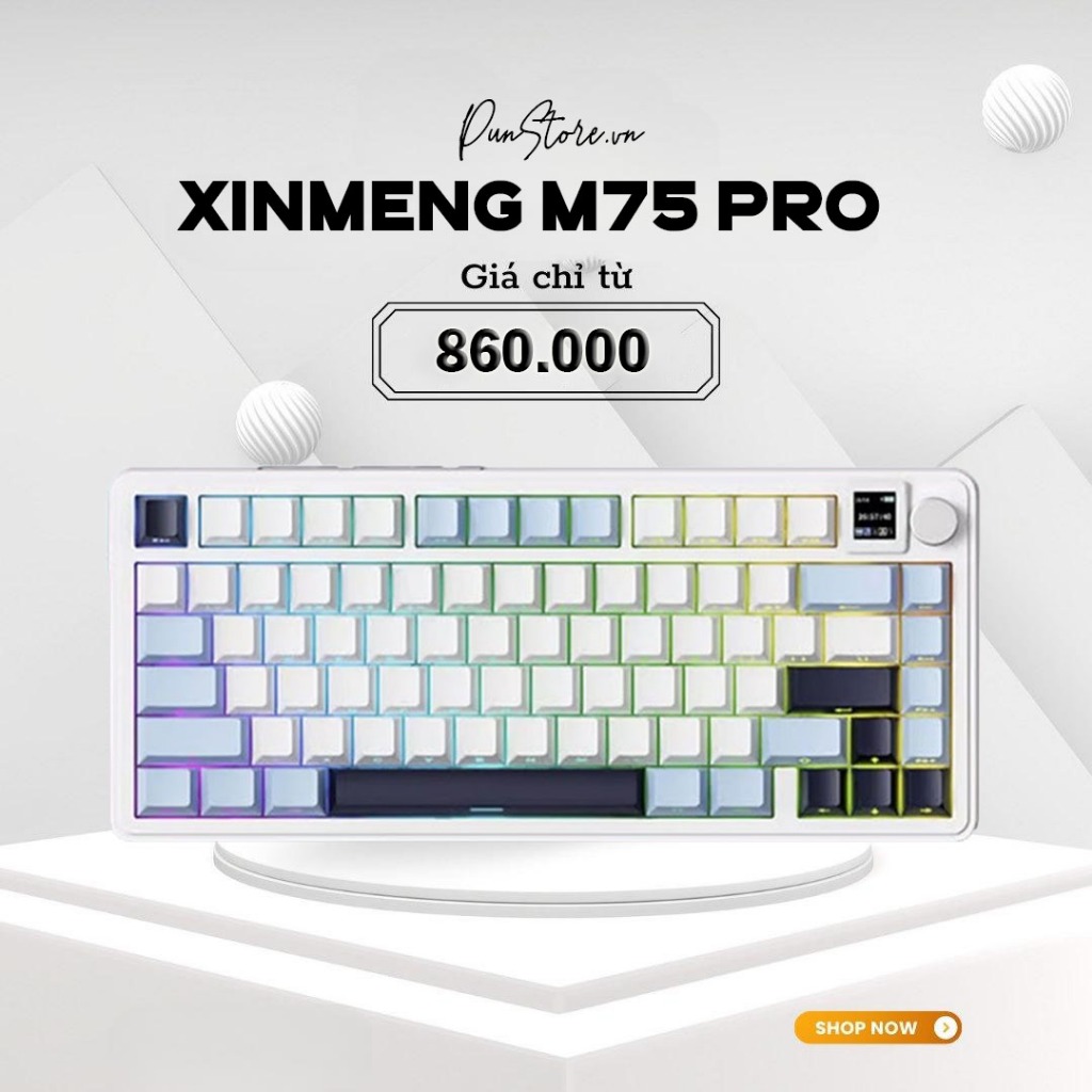 Bàn phím cơ Xinmeng M75 Pro mạch xuôi - Hỗ trợ hotswap - LED RGB nhiều chế độ - 3 mode kết nối ...