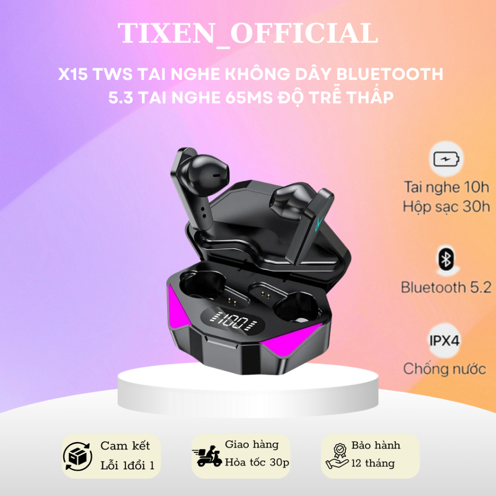 X15 Tws Tai Nghe Không Dây Bluetooth 5.3 Tai Nghe 65Ms Độ Trễ Thấp Tai ...