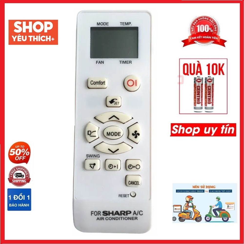 Điều khiển điều hòa Sharp EA CRMC-A907JBEZ loại tốt thay thế mã khiển zin theo máy - Tặng kèm ...