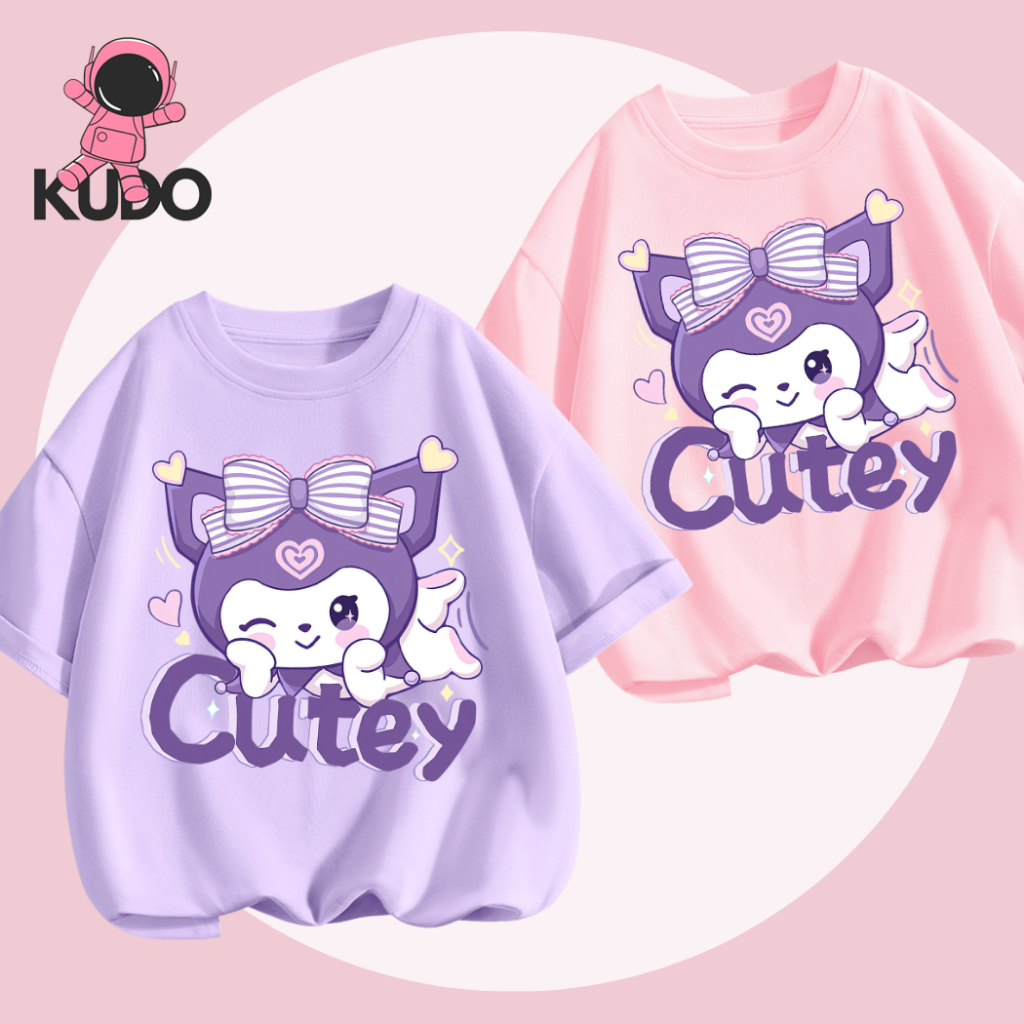 Áo thun bé gái KUDO chất vải cotton tự nhiên họa tiết hoạt hình Kuromi dễ thương, ms Kur 11 ...