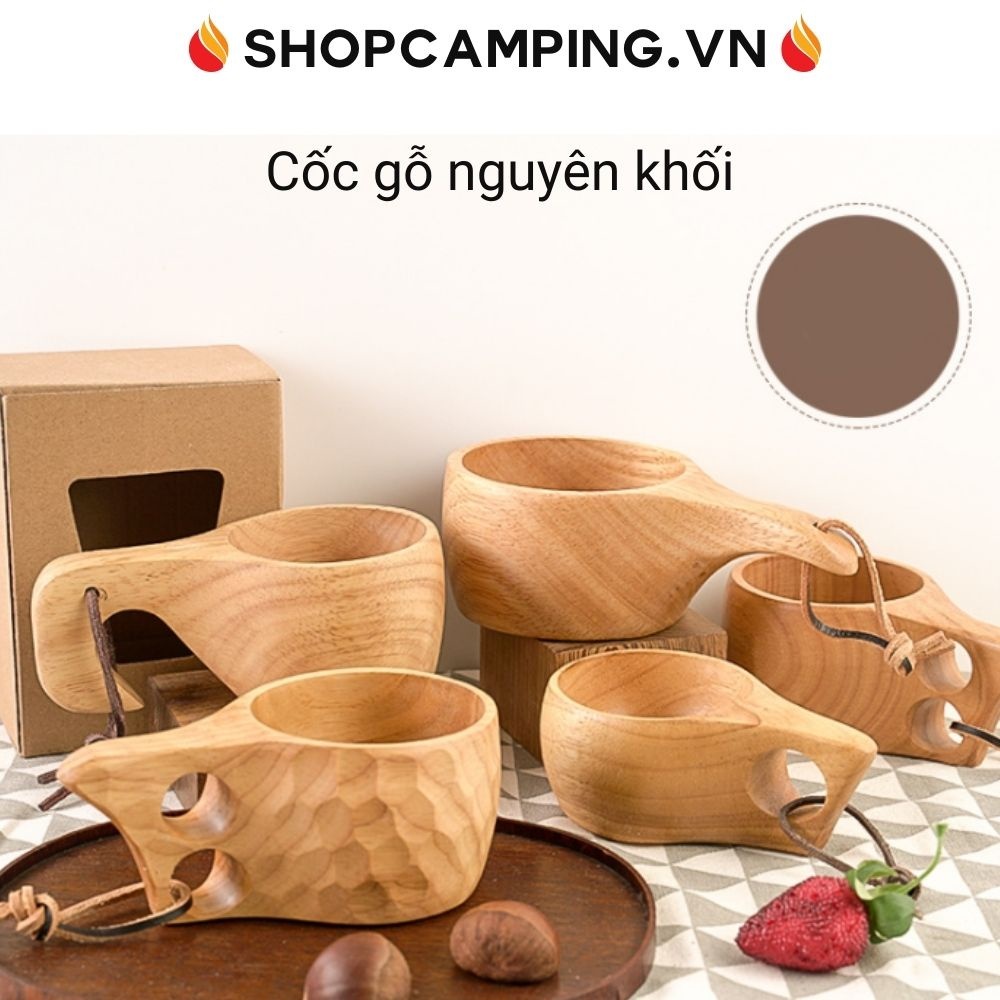 Cốc gỗ Kuksa Bushcraft nguyên khối, ly gỗ cách nhiệt cổ điển dã ngoại ...