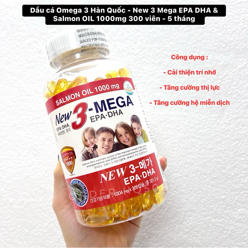 Dầu cá Omega 3 Hàn Quốc - New 3 Mega EPA DHA & Salmon OIL 1000mg 300 viên -5 tháng | Shopee Việt Nam