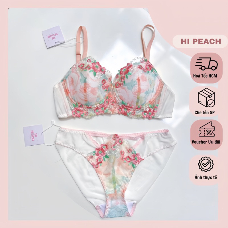 [Hoả Tốc HCM] Set Nội Y Gồm Quần Áo Lót Hoa Vintage- Có Gọng Và Mút Nâng Đỡ V1 Hipeach | Shopee ...
