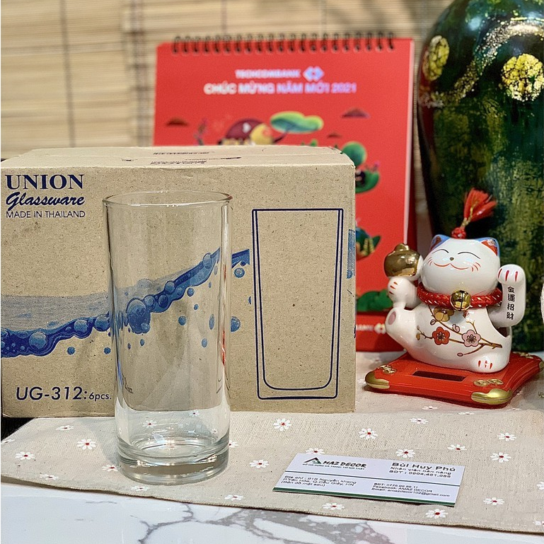 [Sỉ CỐC THÁI LAN] Bộ 6 cốc ly thủy tinh ống cao UNION UG312 pha sinh tố ...