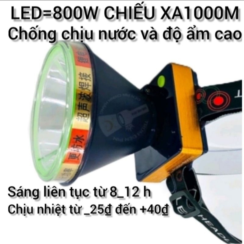 Đèn pin đội đầu siêu sáng xa Yuxing-a366 led=800w chống chịu nước,độ ẩm ...