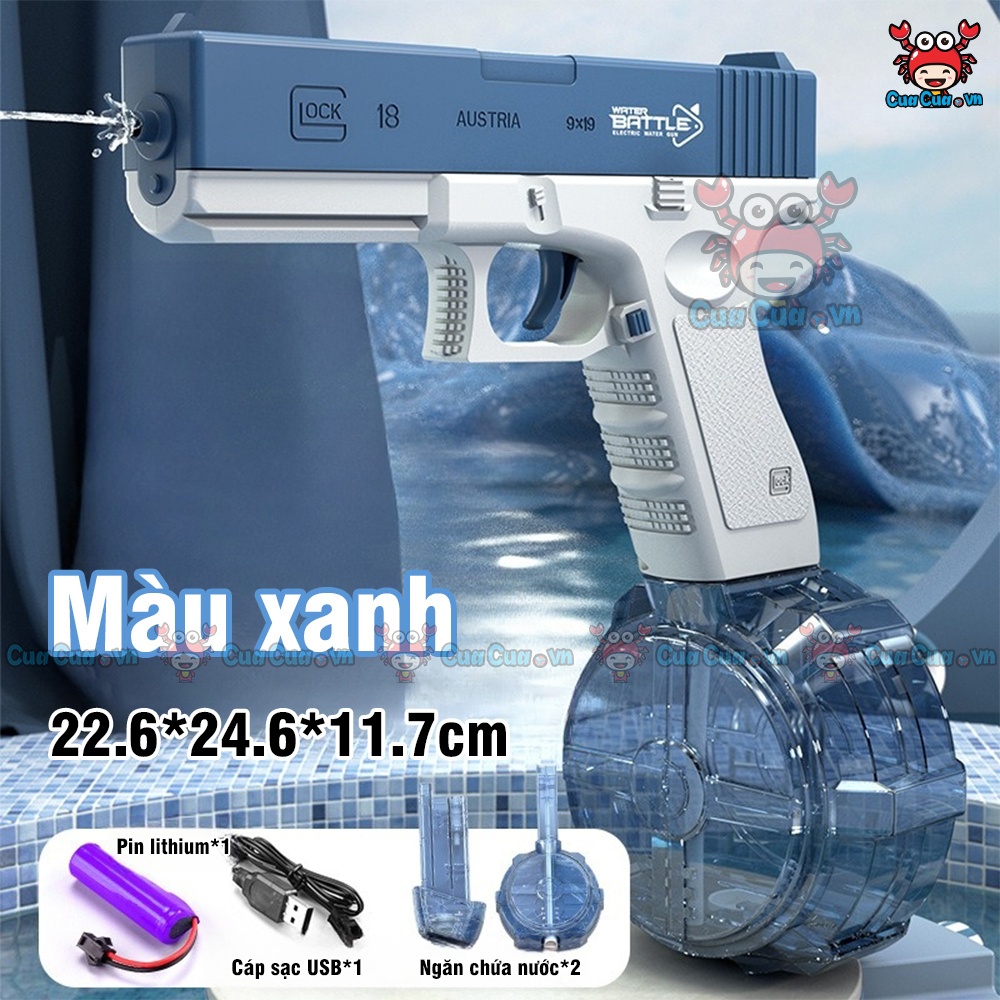 Súng Nước Điện Tự Động Cỡ Lớn Pin Sạc, Súng Bắn Nước Áp Lực Phun Nước Xa Mạnh Có Ống Ngắm Đồ ...