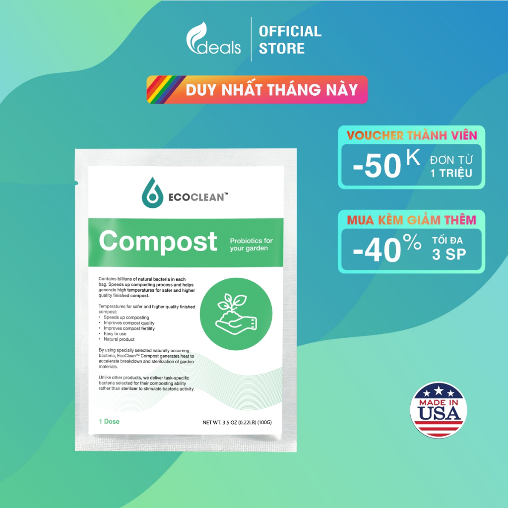 EcoClean COMPOST - Men vi sinh ủ phân nhập khẩu Mỹ - KPT CHEM - Gói ...