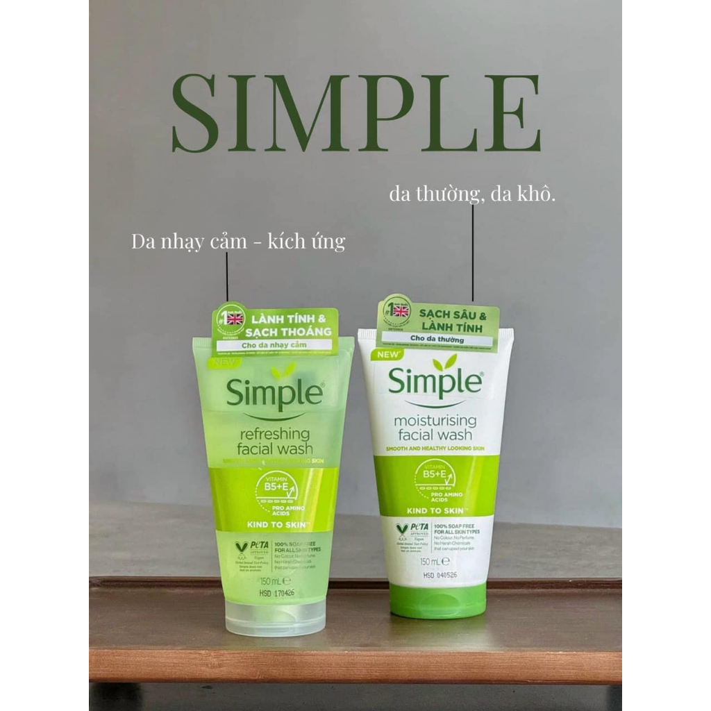 Sữa Rửa Mặt Simple, SRM Simple, Gel Rửa Mặt Cho Da Dầu Mụn Dưỡng Ẩm Da ...