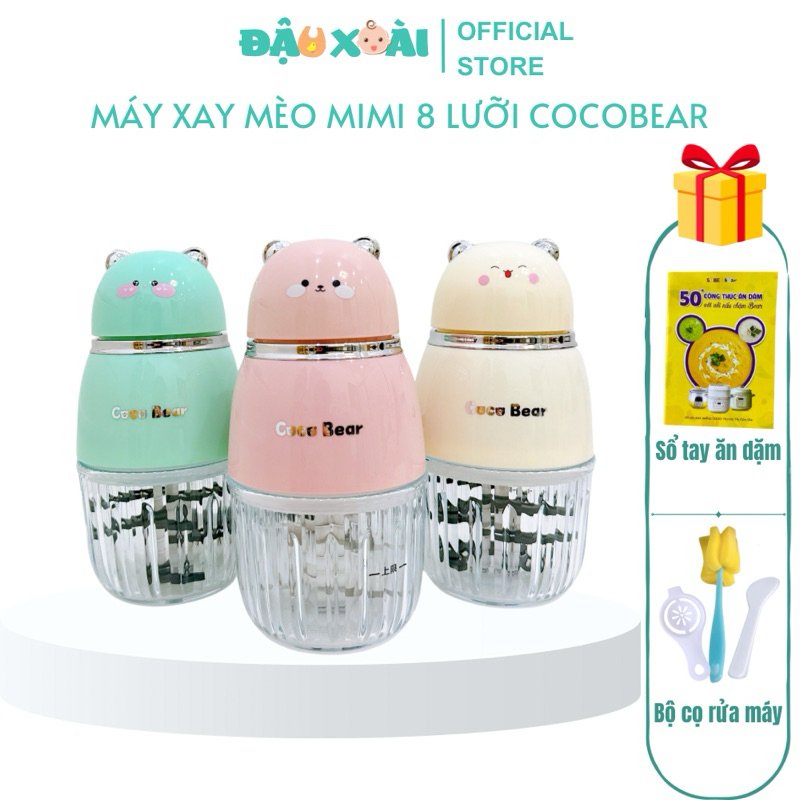( Mẫu mới) Máy xay Coco Bear MÈO mimi 8 lưỡi dao xay đồ ăn dặm cho bé ...