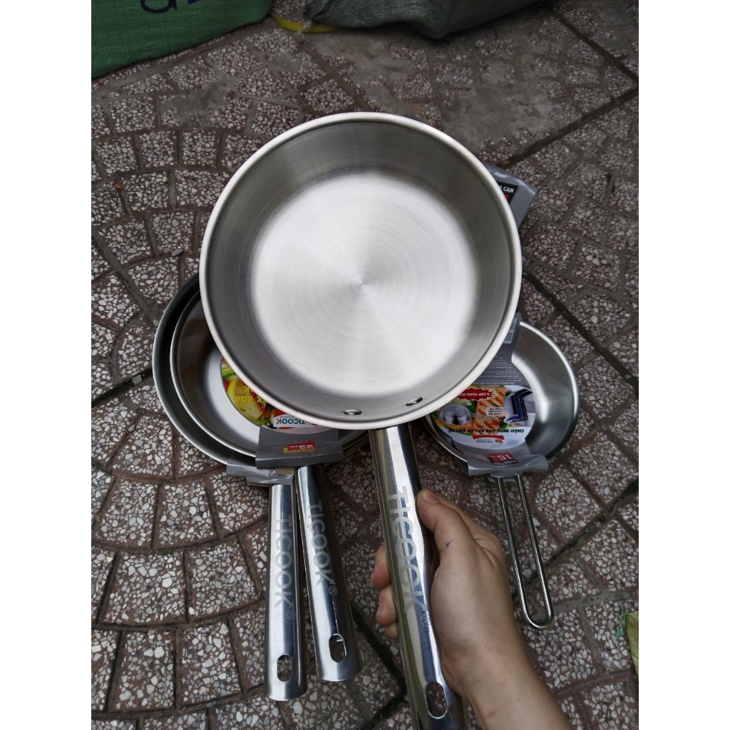 CHẢO CẠN 3 LỚP INOX 304 ĐÁY TỪ. CHẢO TICOOK SIZE 16-26cm | Shopee Việt Nam