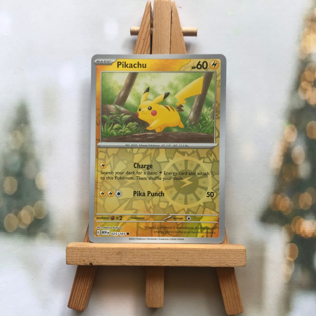 Thẻ hình Pokemon Pikachu 025/165 - Lá bài lẻ Common Reverse Holo tiếng ...