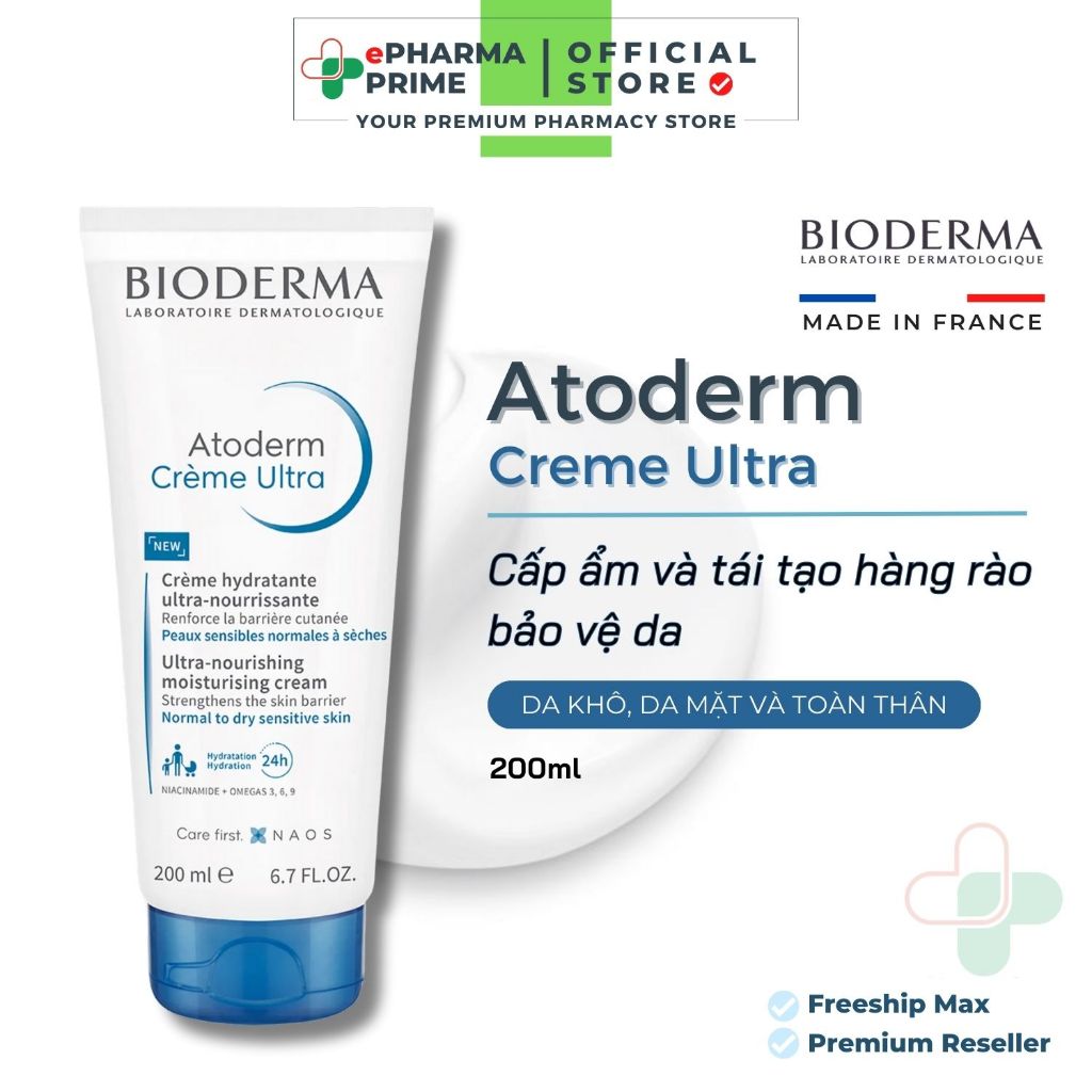 Kem Dưỡng Ẩm Bioderma Atoderm Crème Ultra Cho Da Mặt Khô và Toàn Thân ...