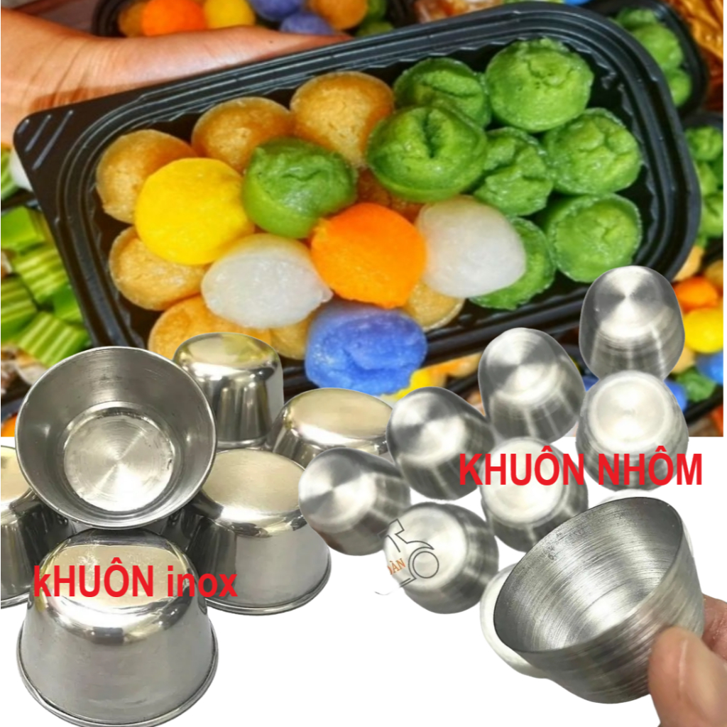 Khuôn NHÔM/ INOX LÀM BÁNH BÒ BÔNG, bánh bò bi , da lợn 4.2 x 2,5cm ...