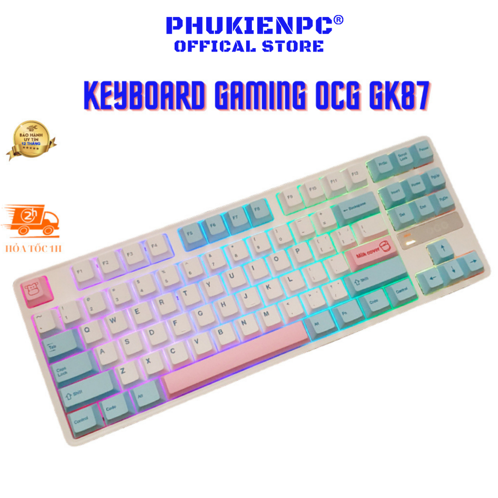 Bàn Phím Cơ Không Dây OCG GK87 Chính Hãng, LED RGB, Gasket Mount, Full ...