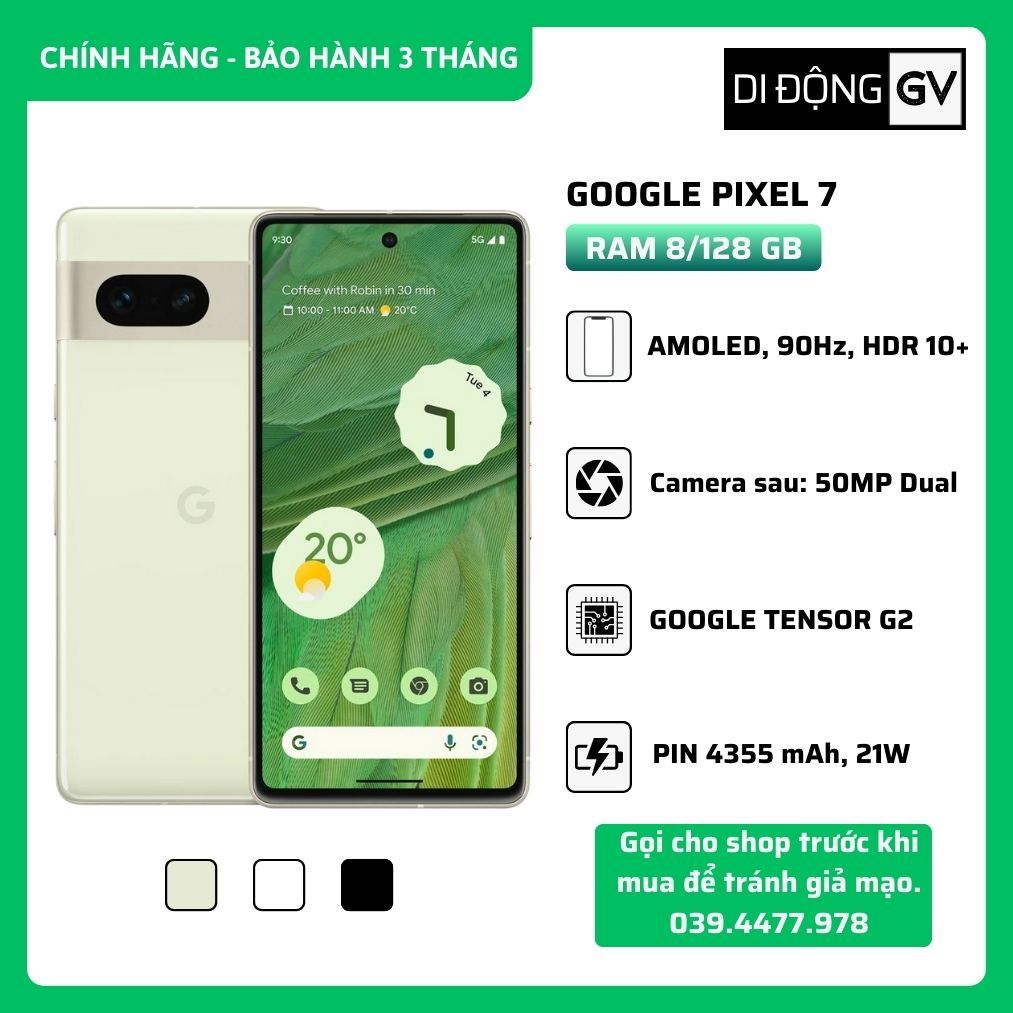 Điện Thoại Google Pixel 7 Bản Quốc Tế 2SIM RAM 8/128 GB Chipset Google ...