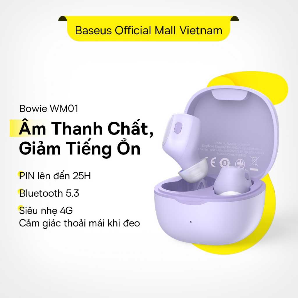 Tai Nghe Baseus WM01 Bluetooth 5.3 tai nghe Chống Ồn Có Micro điều ...