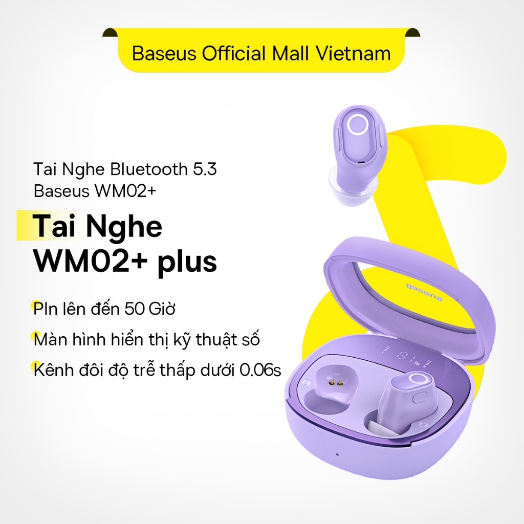 Tai Nghe Không Dây Bluetooth 5.3 Baseus WM02 + plus Sạc Nhanh Trong ...