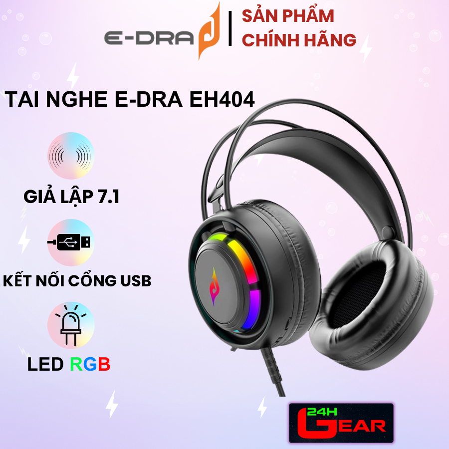 Tai nghe gaming EDRA EH404 LED RGB - Mic ngắn (Kết nối cổng USB ...