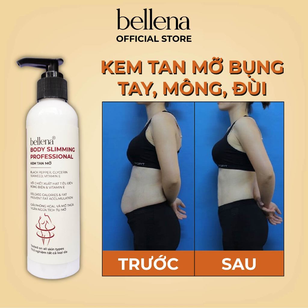 Kem tan mỡ bụng giảm mỡ bụng đùi bắp tay bụng dưới Bellena TM 200ml ...