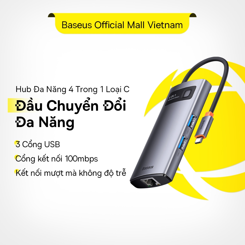 Baseus USB C Hub chia cổng Type C sang HDMI USB 3.0 PD100W 4K thích hợp cho Mac Dell Xiaomi ...