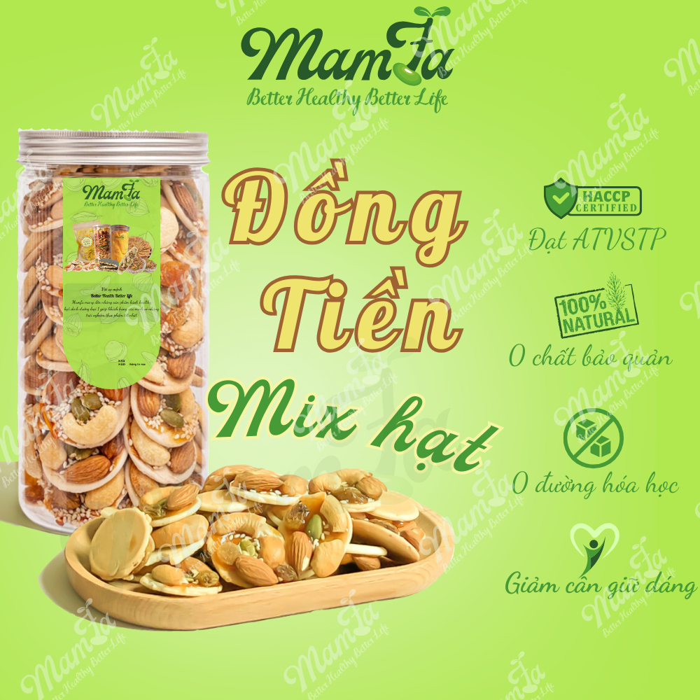 [Quà+Miễn Ship]Bánh đồng tiền mix hạt MAMFA Bánh ăn kiêng hỗ trợ giảm cân bánh ngũ cốc dinh ...
