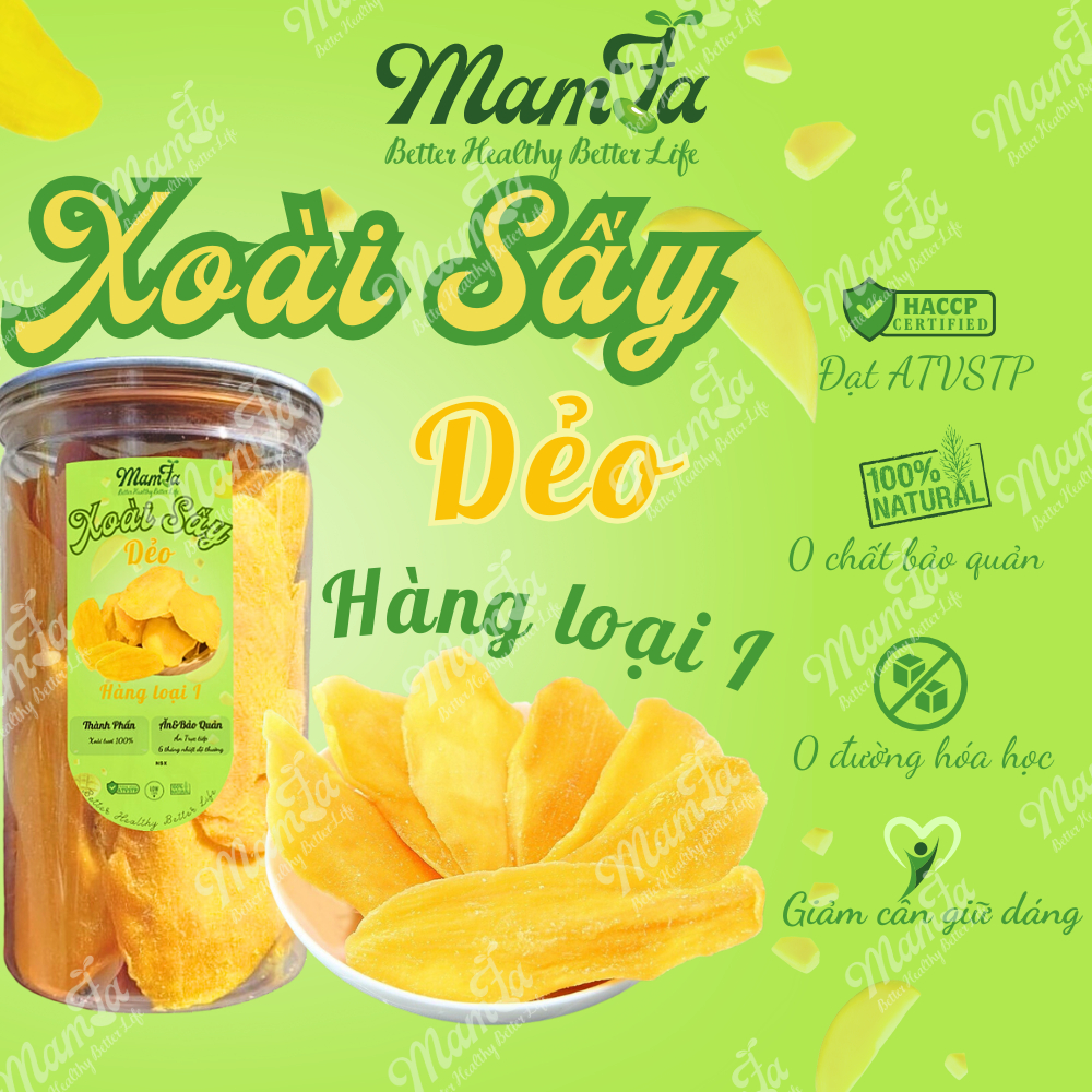 [HÀNG XUẤT KHẨU]Xoài sấy dẻo loại 1 Mamfa ngọt thanh tự nhiên không xơ chất bảo quản đồ ăn vặt ...