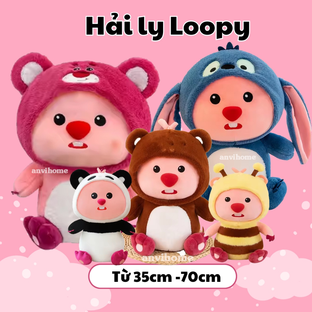 Gối ôm Gấu Bông Hải Ly Loopy Cosplay gấu dâu Lotso, hải ly Ong cao cấp ...