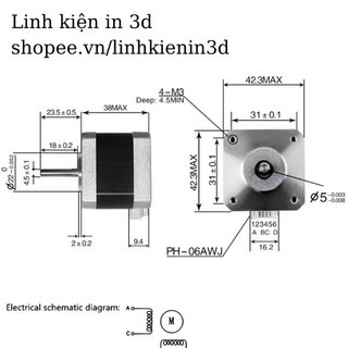 [ New 100% ] Động cơ bước, step motor NEMA17 42x38 17HS4401,màu đen ...