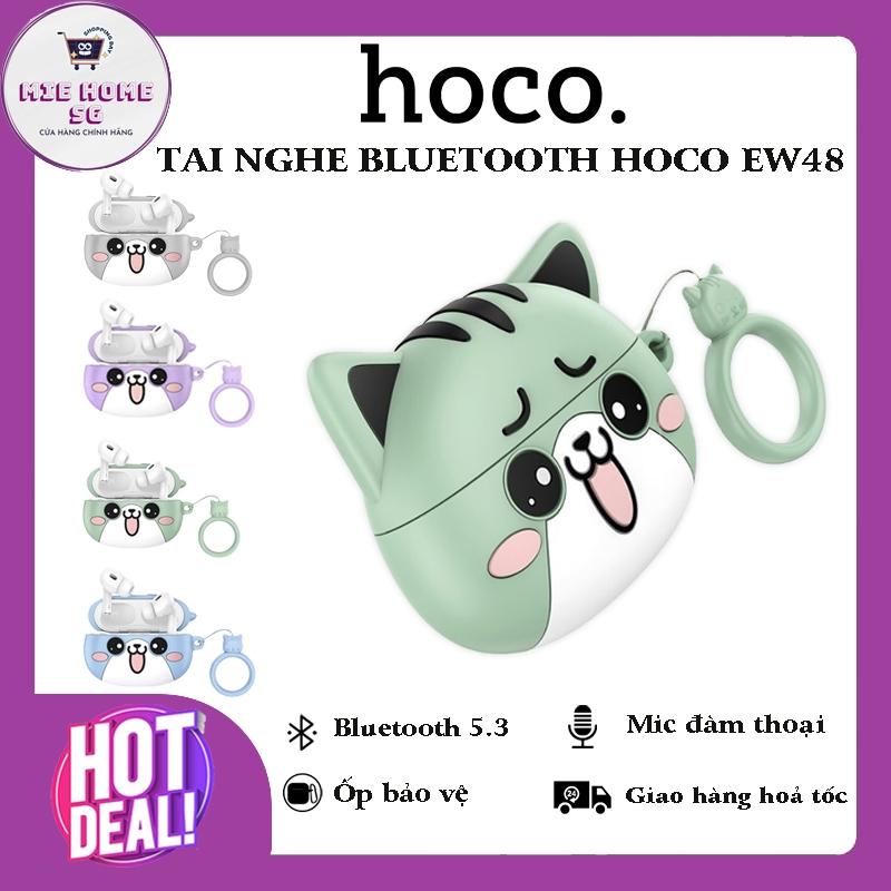 Tai Nghe Bluetooth Hoco EW48 - Tai Nghe Nhét Tai Kèm Ốp Mèo - Có Micro Chất Lượng - 4h Nghe Nhạc ...