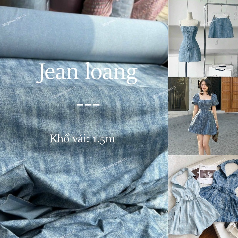 [Vải MM] (802) Vải Jean Loang Cao Cấp, Không Giãn, Dày Dặn Lên Sơ Mi ...