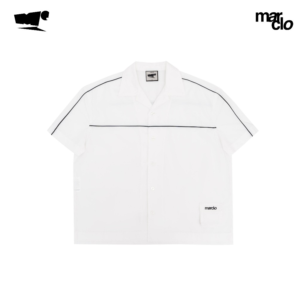 White Line Boxy Shirt - Áo Sơ Mi Boxy Trắng Viền Đen | Shopee Việt Nam