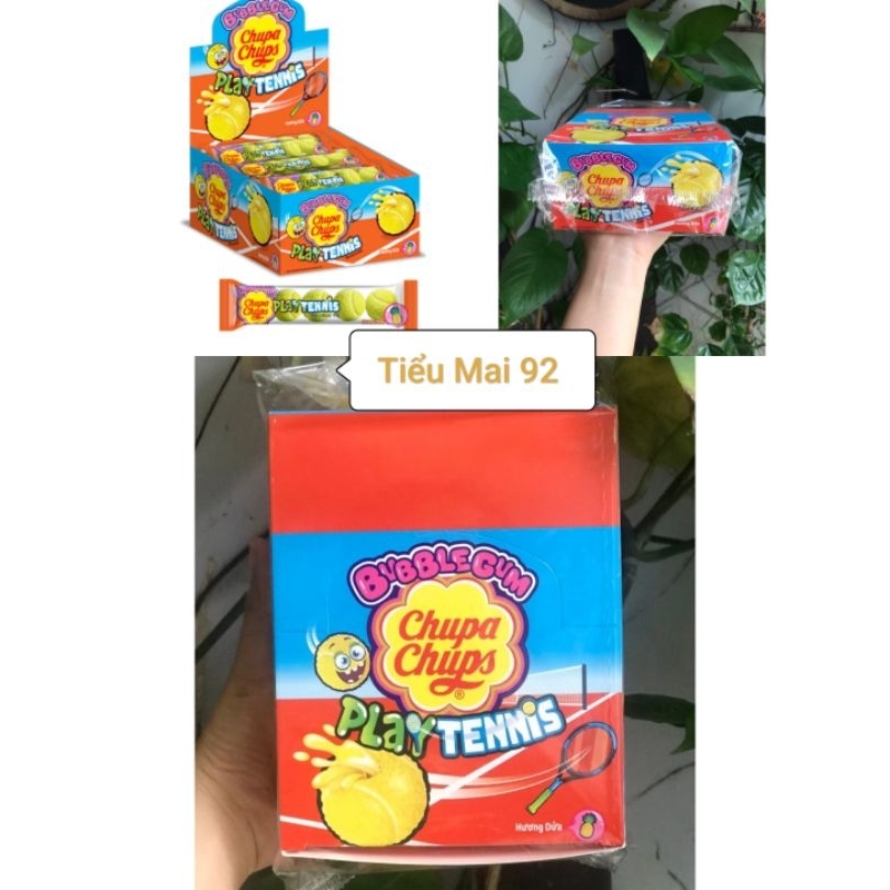 Kẹo Cao Su Thổi Hương Dứa Chupa Chups Bubblegum Play Tennis (Hộp 20 gói x 18g) | Shopee Việt Nam