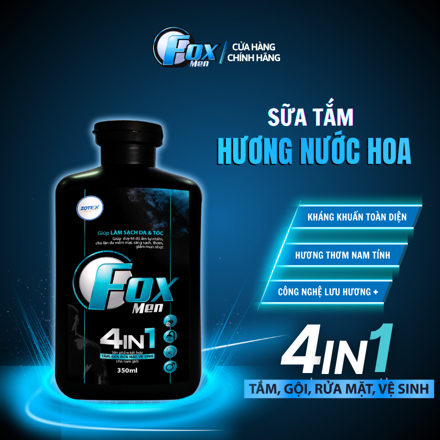 Sữa tắm gội nam Foxmen sữa tắm cho nam 4in1 hương nước hoa lôi cuốn sạch sâu kháng khuẩn 350ml ...