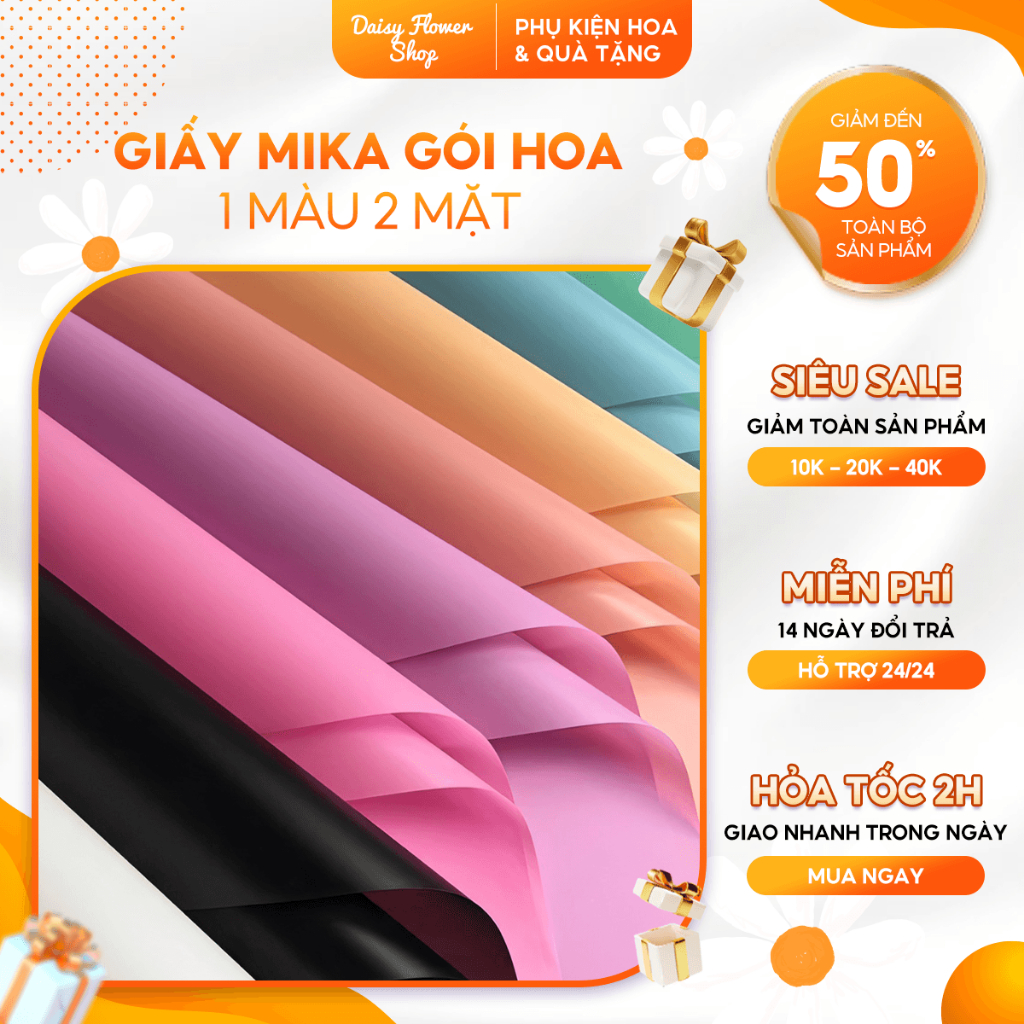 Set 10 Tờ Giấy Gói Hoa Mika 1 Màu 58cm x 58cm, Loại Đẹp, Không Thấm ...